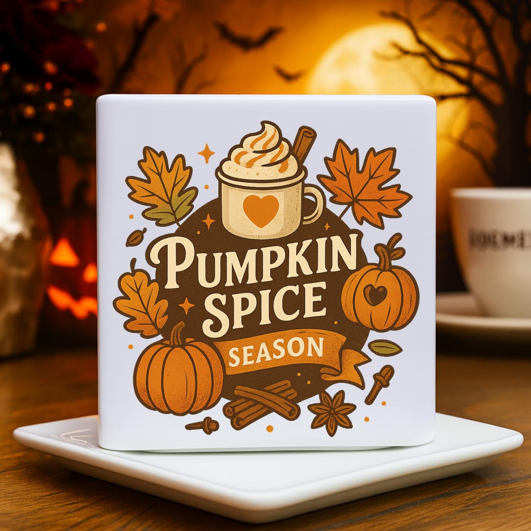 Pumpkin Spice Season Coaster, Cute Fall Decor for Coffee Lovers, Autumn ...