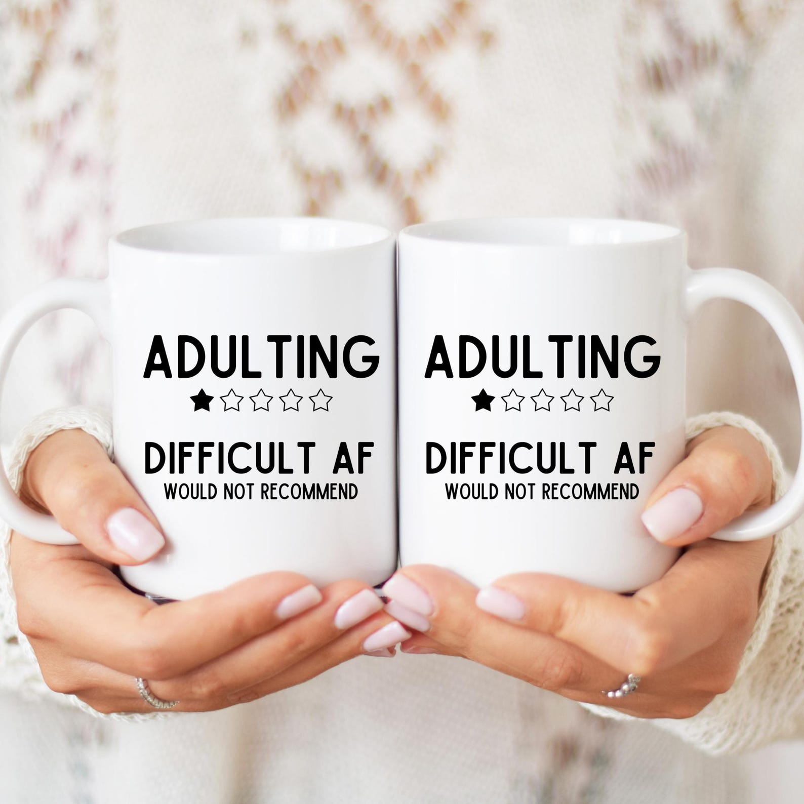 Funny Adulting 15 Oz Ceramic Mug Difficult AF Mug Adulting is Hard Mug ...
