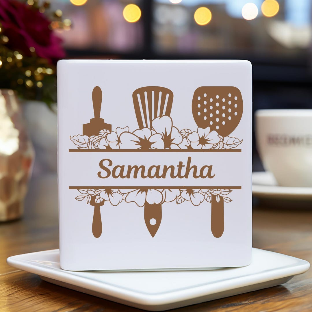 Personalized Baker's Name Cork-back Coaster Custom Name Coaster Baker ...