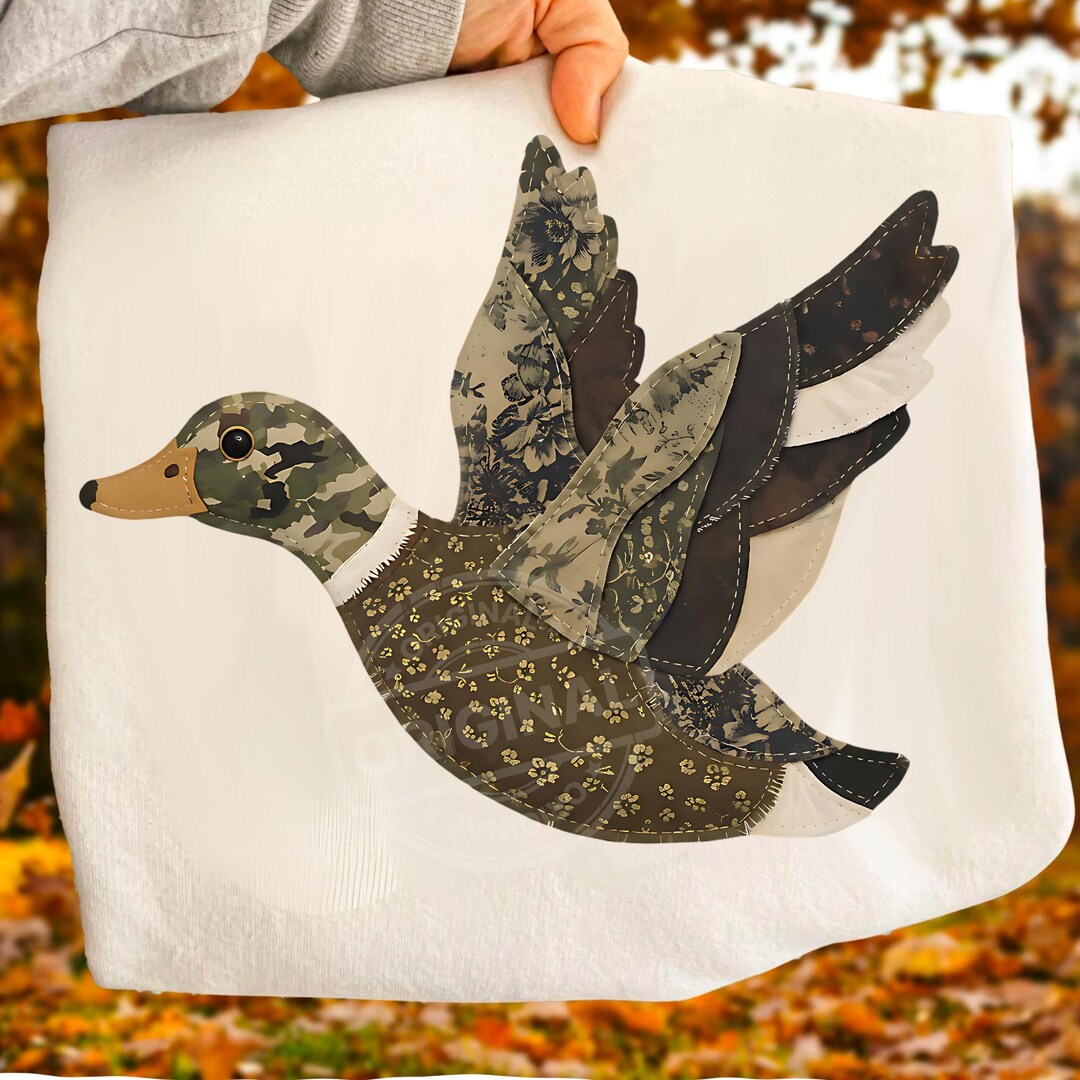 Patchwork Mallard Duck PNG | CAMO Quilted Appliqué Mallard Design for ...