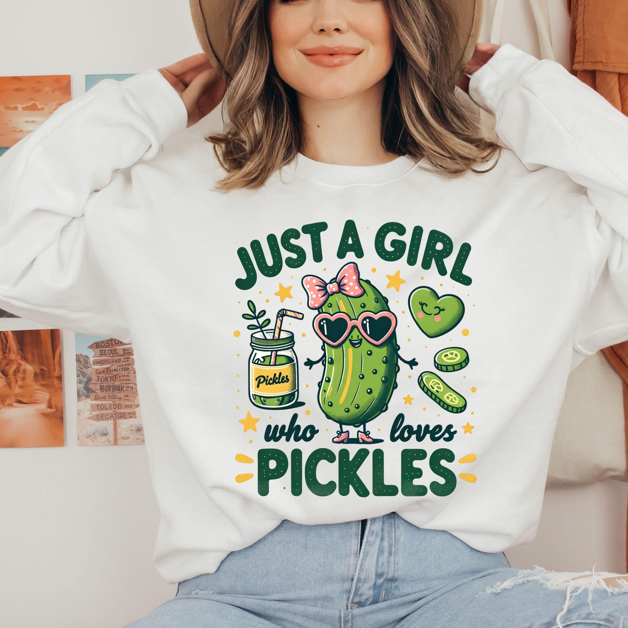 Funny Just a Girl Who Loves Pickles PNG - Cute Pickle Queen With Pink ...