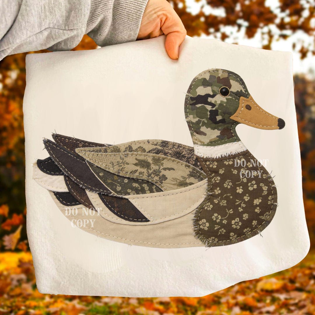 Patchwork Mallard Duck PNG | CAMO Quilted Appliqué Mallard Design for ...
