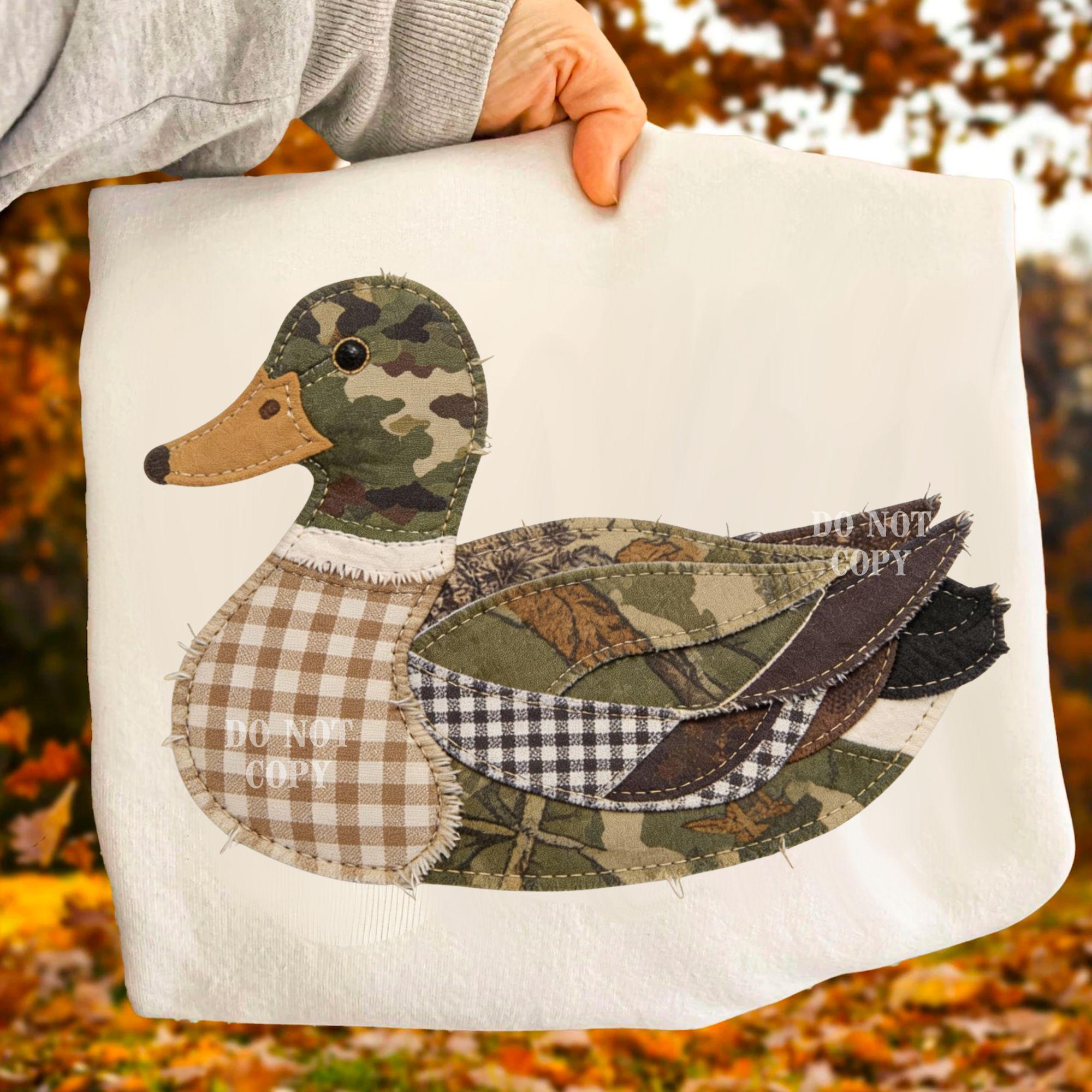 Patchwork Mallard Duck PNG | CAMO Quilted Appliqué Mallard Design for ...