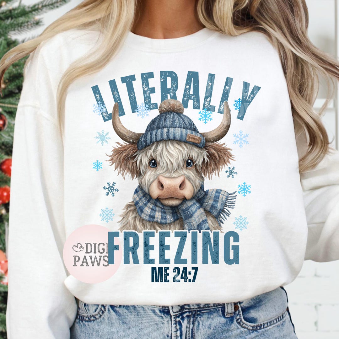 Literally Freezing Png, Winter Highland Cow Png, Freezin Season Png ...