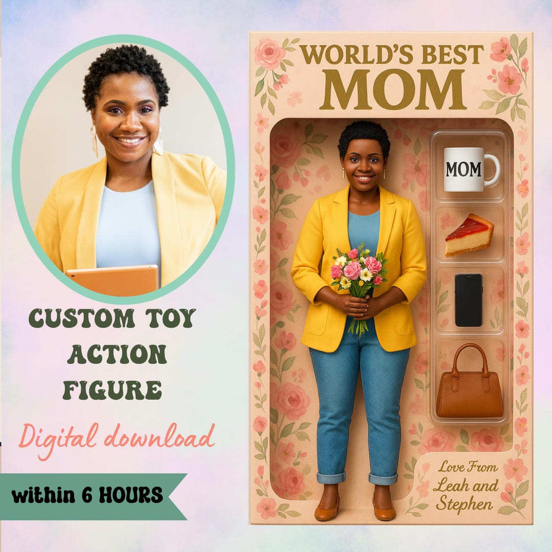 Custom Mother's Day Action Figure Portrait, Personalized Toy Box Art ...
