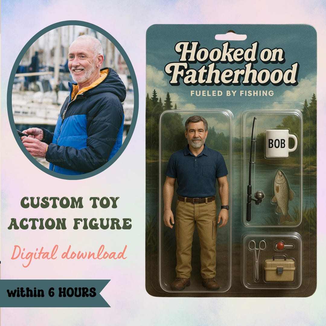 Custom Father's Day Action Figure Portrait, Personalized Toy Box Art ...