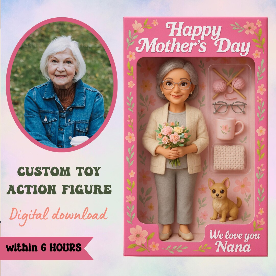 Custom Mother's Day Action Figure Portrait, Personalized Toy Box Art ...