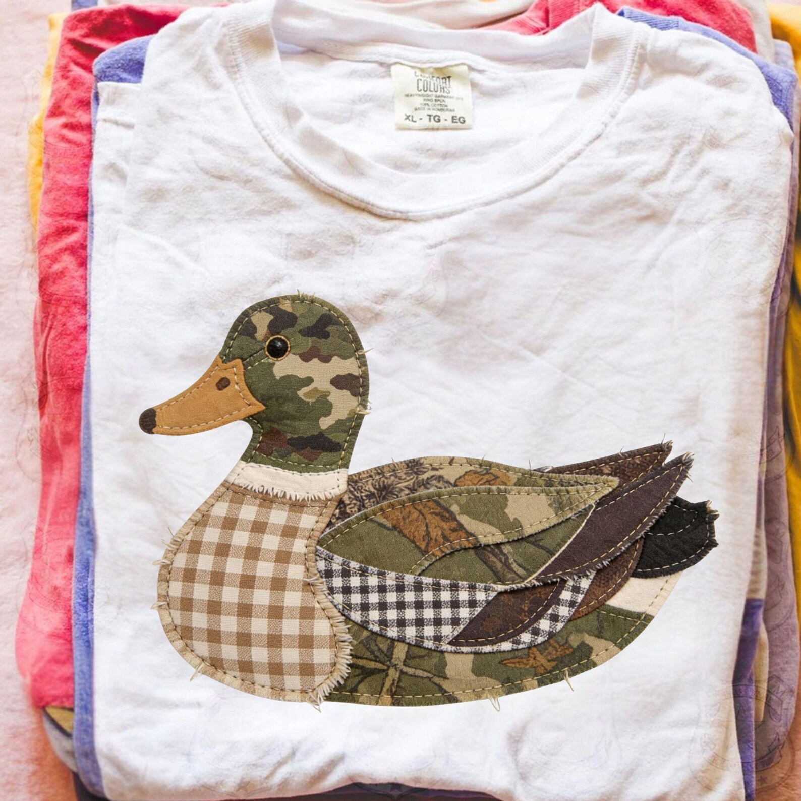 Patchwork Mallard Duck PNG | CAMO Quilted Appliqué Mallard Design for ...
