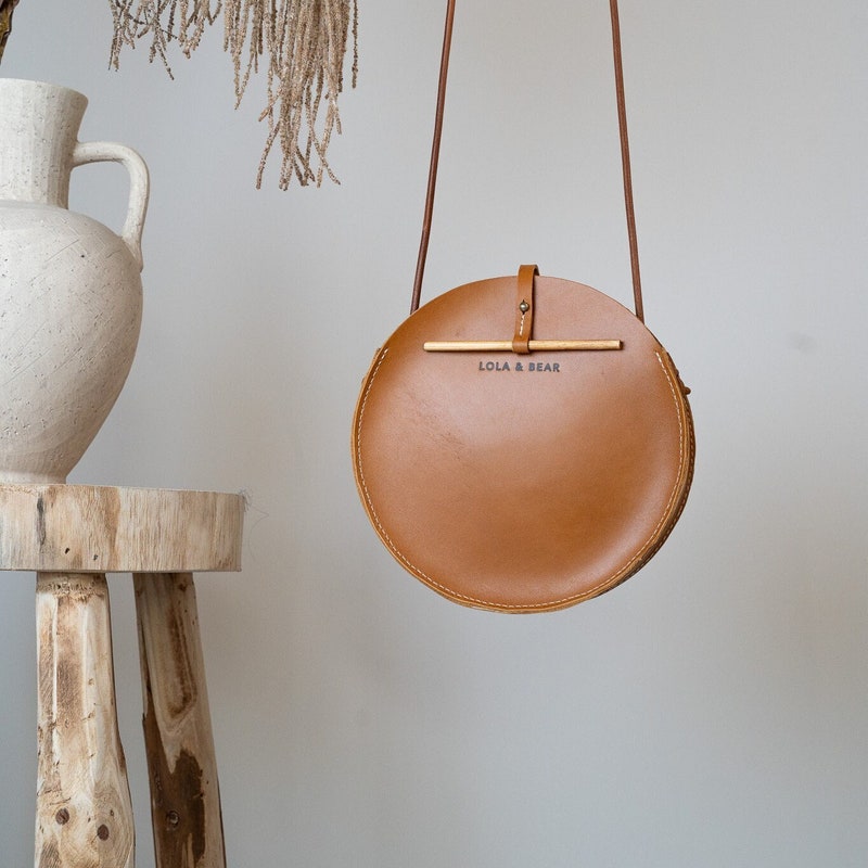 Round Leather Bag - Etsy