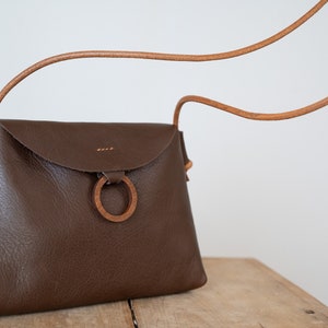 Dark Brown Leather Crossbody | Minimalist Shoulder Bag | Soft Handmade ...