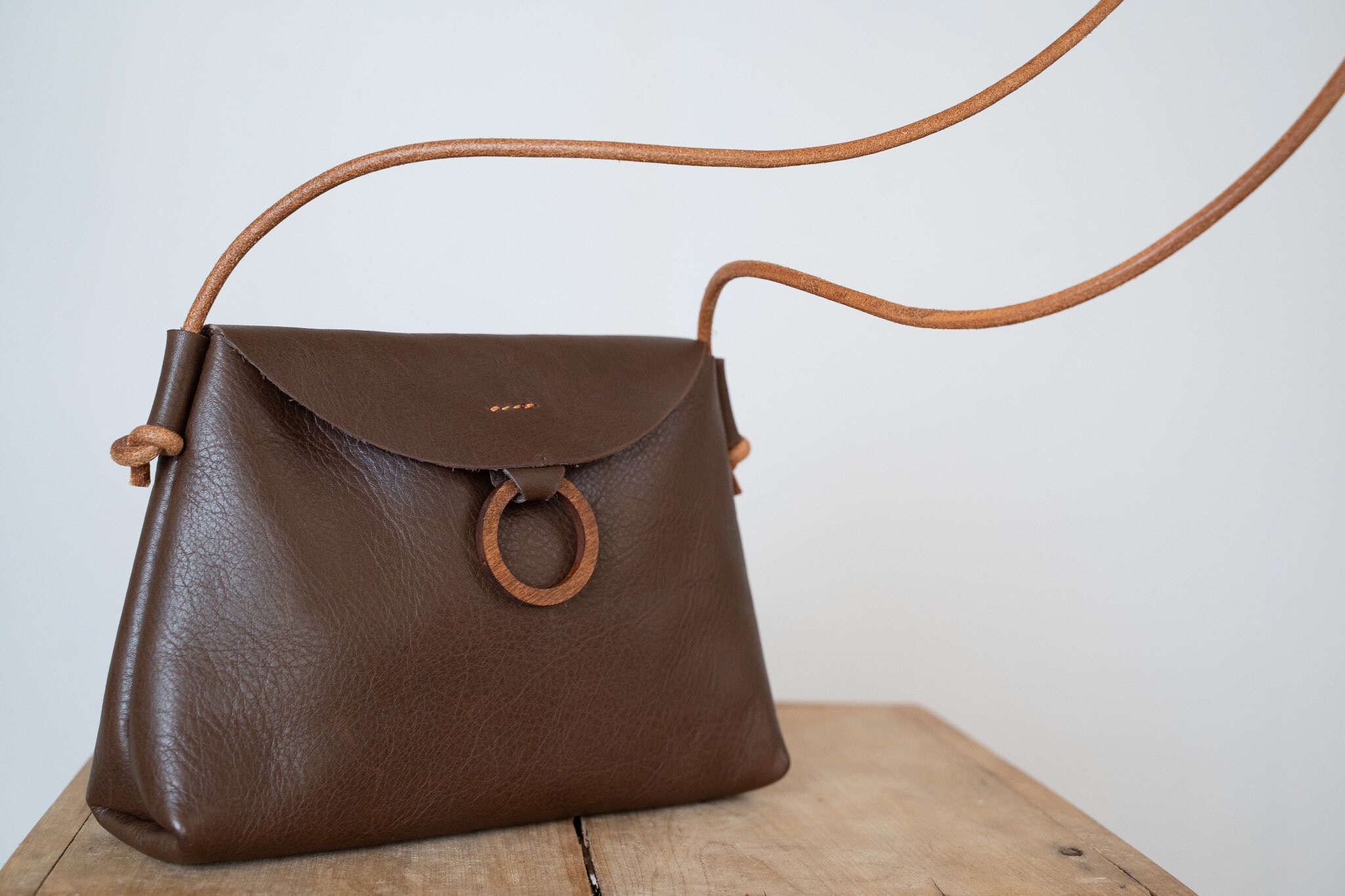 Dark Brown Leather Crossbody Minimalist Shoulder Bag Soft Handmade ...