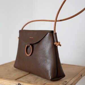 Dark Brown Leather Crossbody | Minimalist Shoulder Bag | Soft Handmade ...