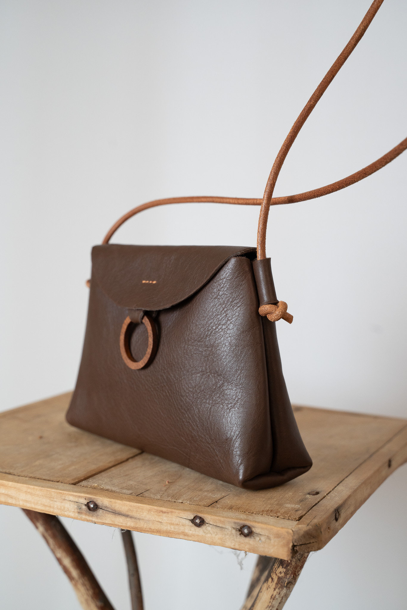 Dark Brown Leather Crossbody Minimalist Shoulder Bag Soft Handmade ...