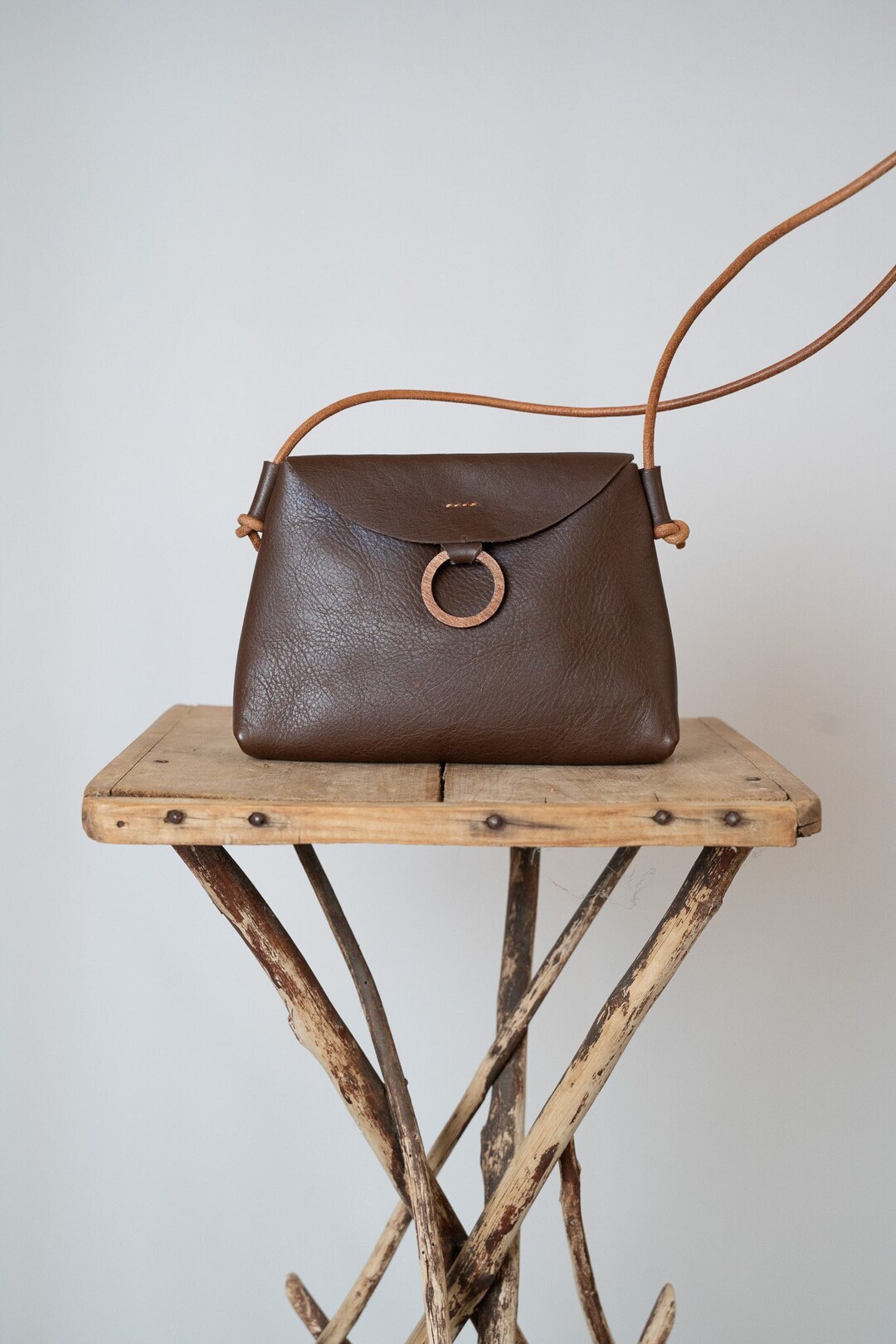 Dark Brown Leather Crossbody | Minimalist Shoulder Bag | Soft Handmade ...