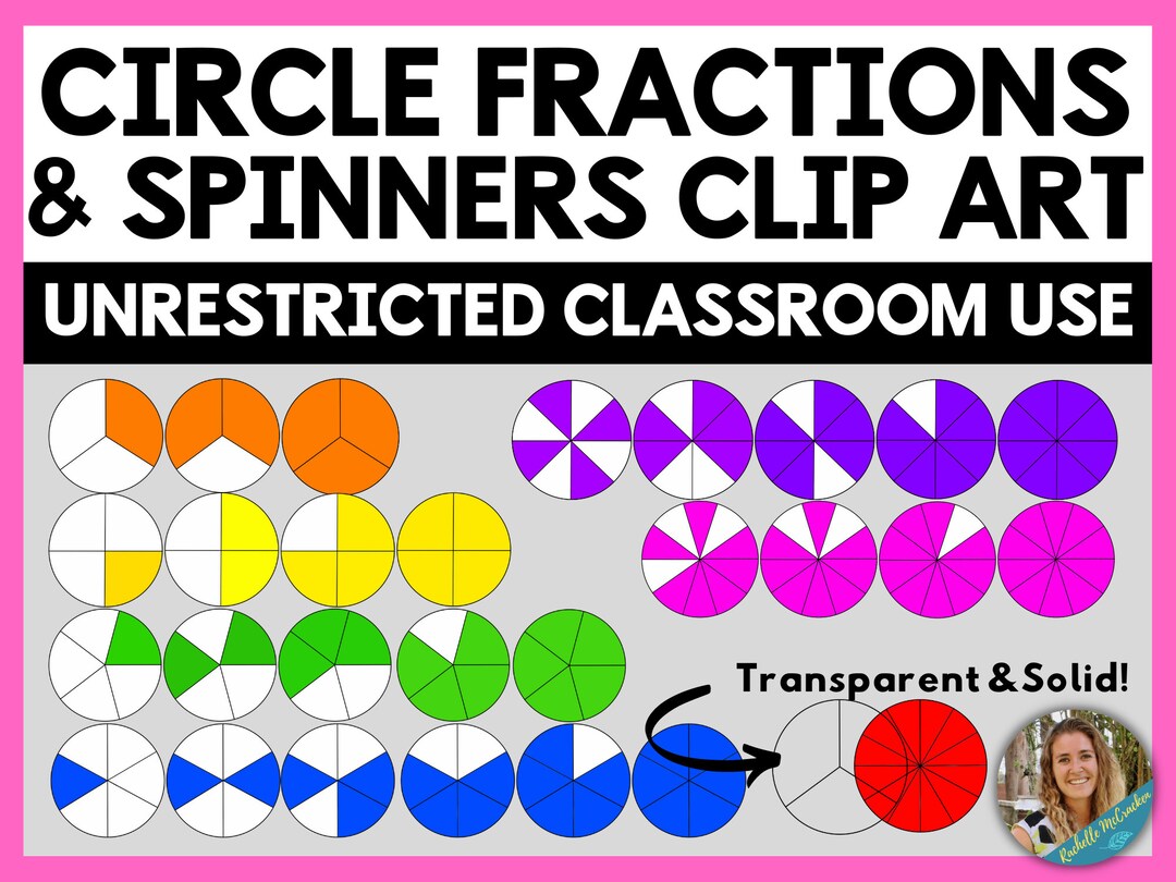 Circle Fraction and Spinners Clip Art, Moveable & Printable Pieces ...