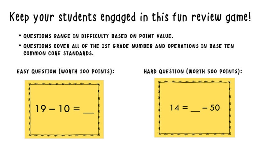 1st Grade Math Jeopardy: Place Value Review Game | Base Ten | Common ...