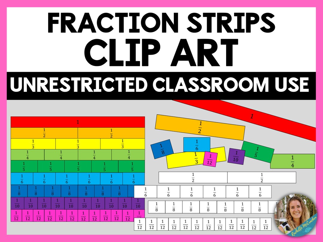 Fraction Strips, Bars & Tiles Clip Art - Math Clipart - Etsy