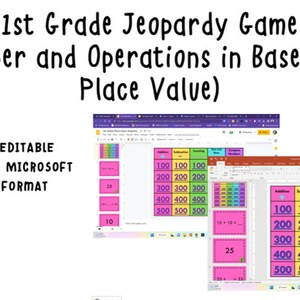 1st Grade Math Jeopardy: Place Value Review Game | Base Ten | Common ...