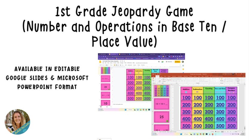 1st Grade Math Jeopardy: Place Value Review Game | Base Ten | Common ...
