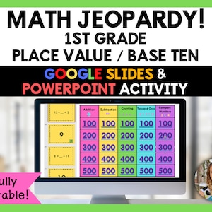 1st Grade Math Jeopardy: Place Value Review Game | Base Ten | Common ...