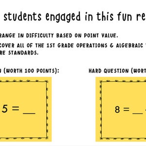 1st Grade Math Jeopardy: Operations and Algebraic Thinking - Etsy