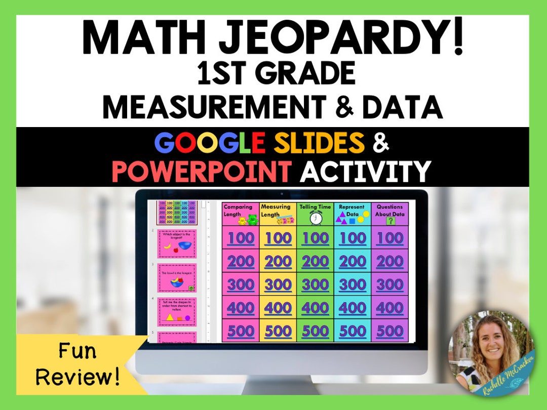 1st Grade Math Jeopardy: Measurement and Data | Fun Review Game ...