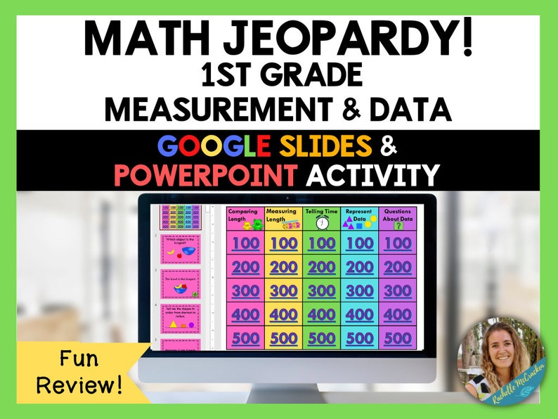 1st Grade Math Jeopardy: Measurement and Data | Fun Review Game ...