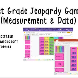 1st Grade Math Jeopardy: Measurement and Data | Fun Review Game ...
