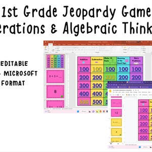 1st Grade Math Jeopardy: Operations and Algebraic Thinking - Etsy
