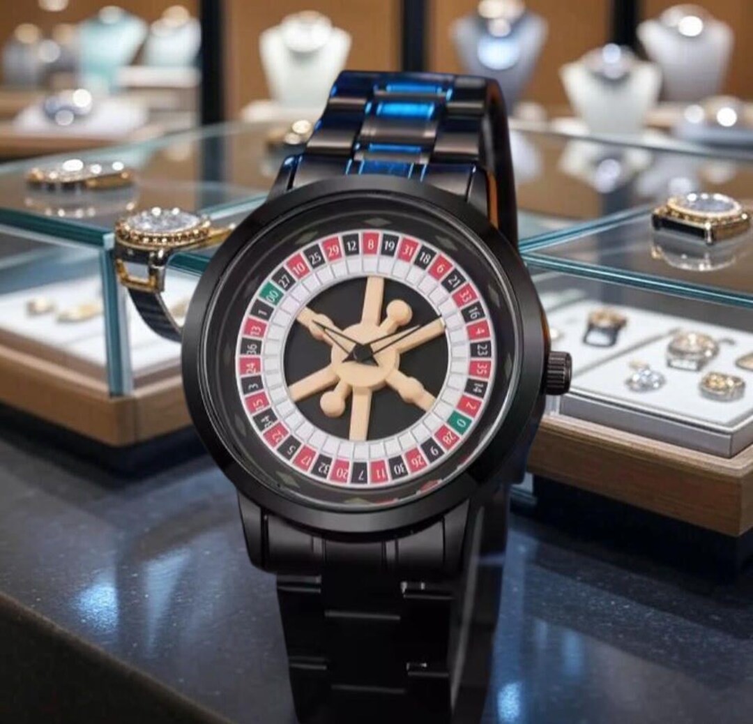 Roulette Wheel Men's Watch, Spinning Dial Luxury Quartz Watch With ...