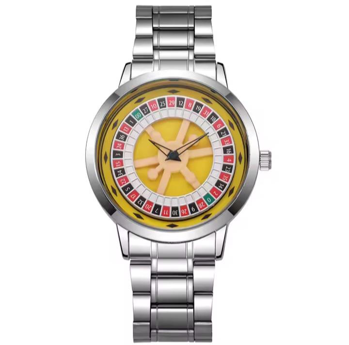 Roulette Wheel Men's Watch, Spinning Dial Luxury Quartz Watch With ...