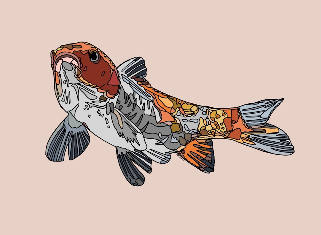 Koi Fish Art, Digital Fish Art, Digital Download, Koi Fish - Etsy