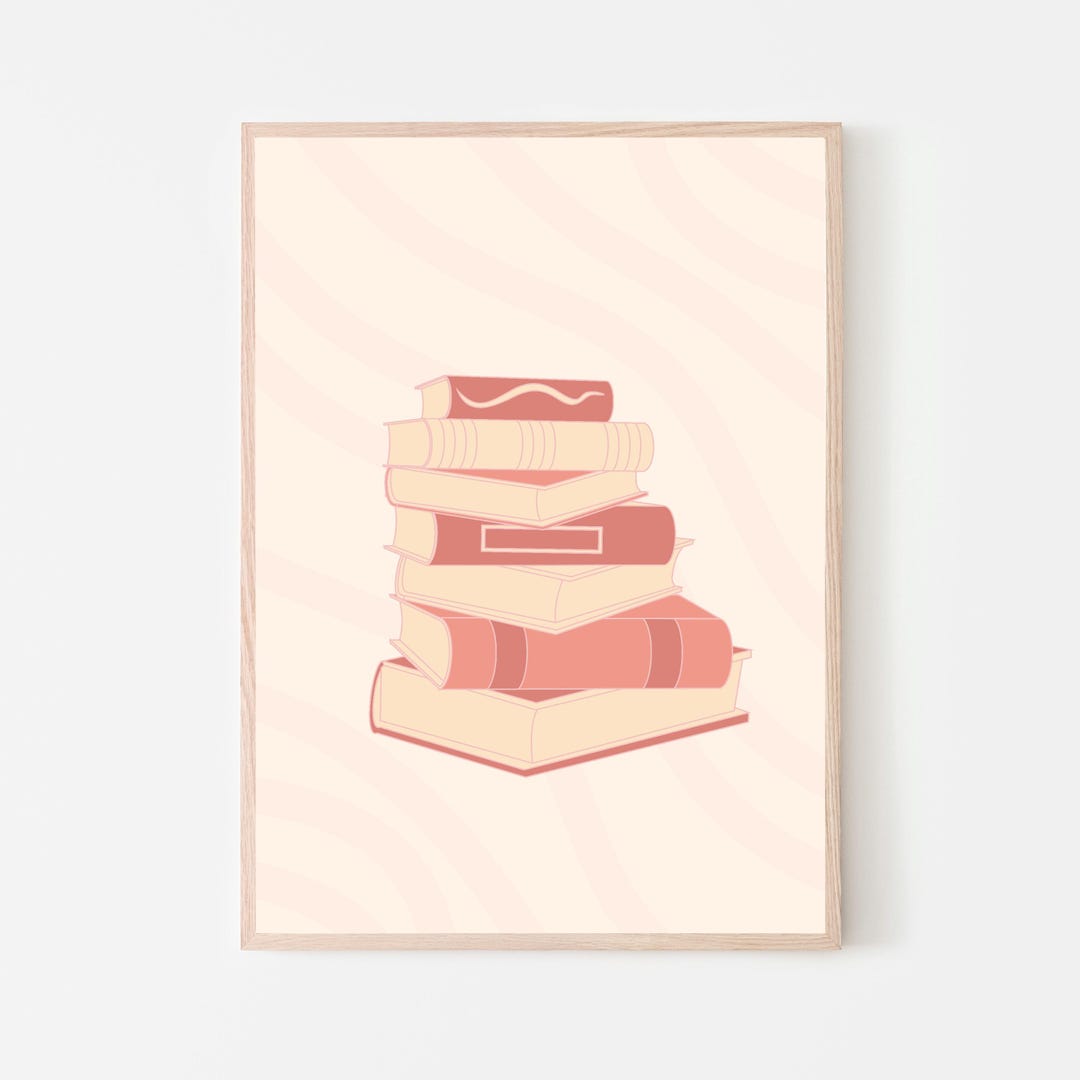 Book Stack Art Print, Minimalist Bookish Decor - Etsy