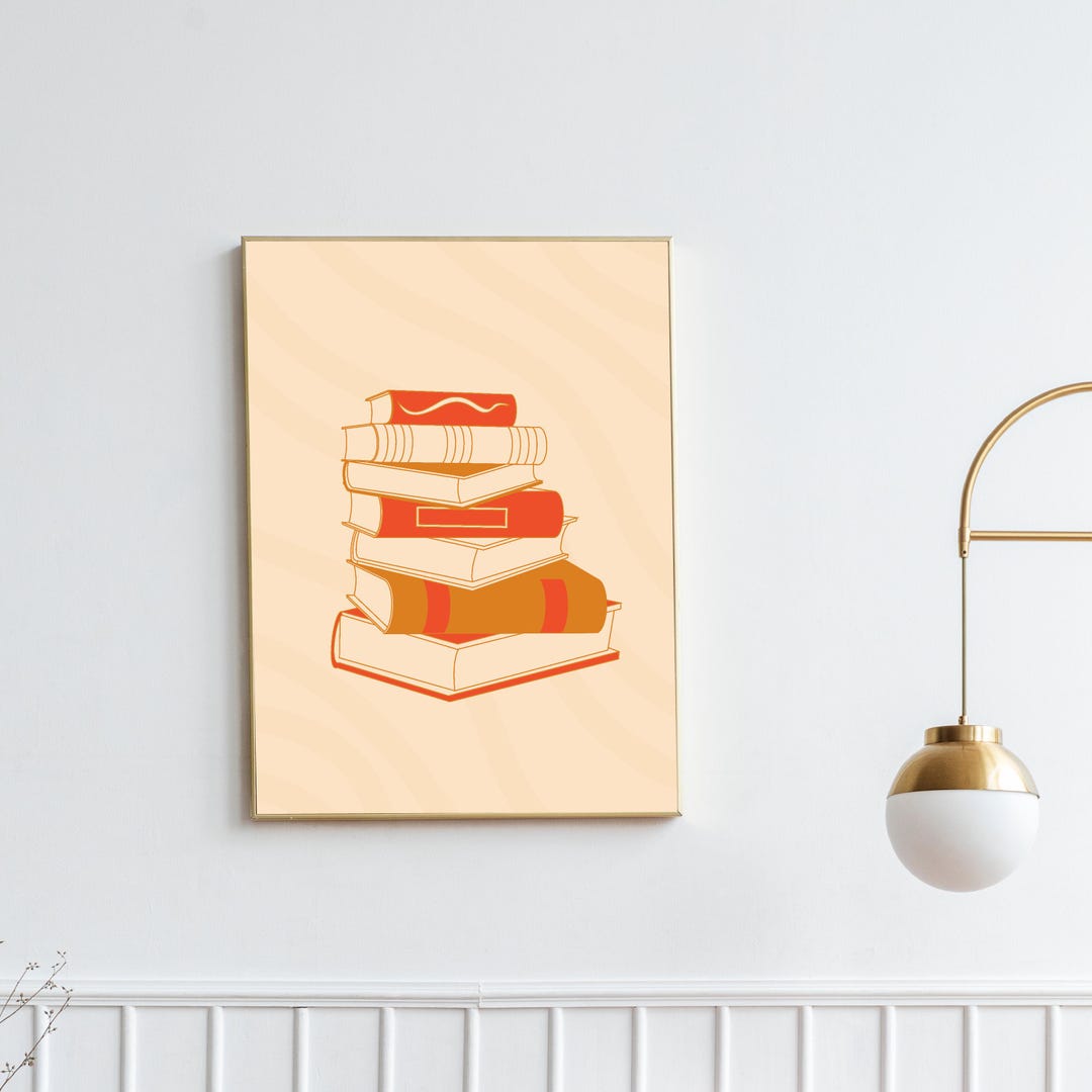 DIGITAL Print Book Stack Poster Printable Book Wall Art Bookish Decor ...