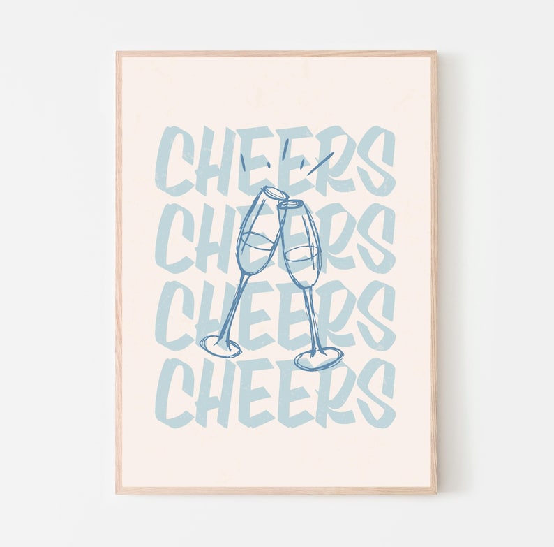 Cheers Cocktail Art Print, Retro Bar Cart Decor - Etsy