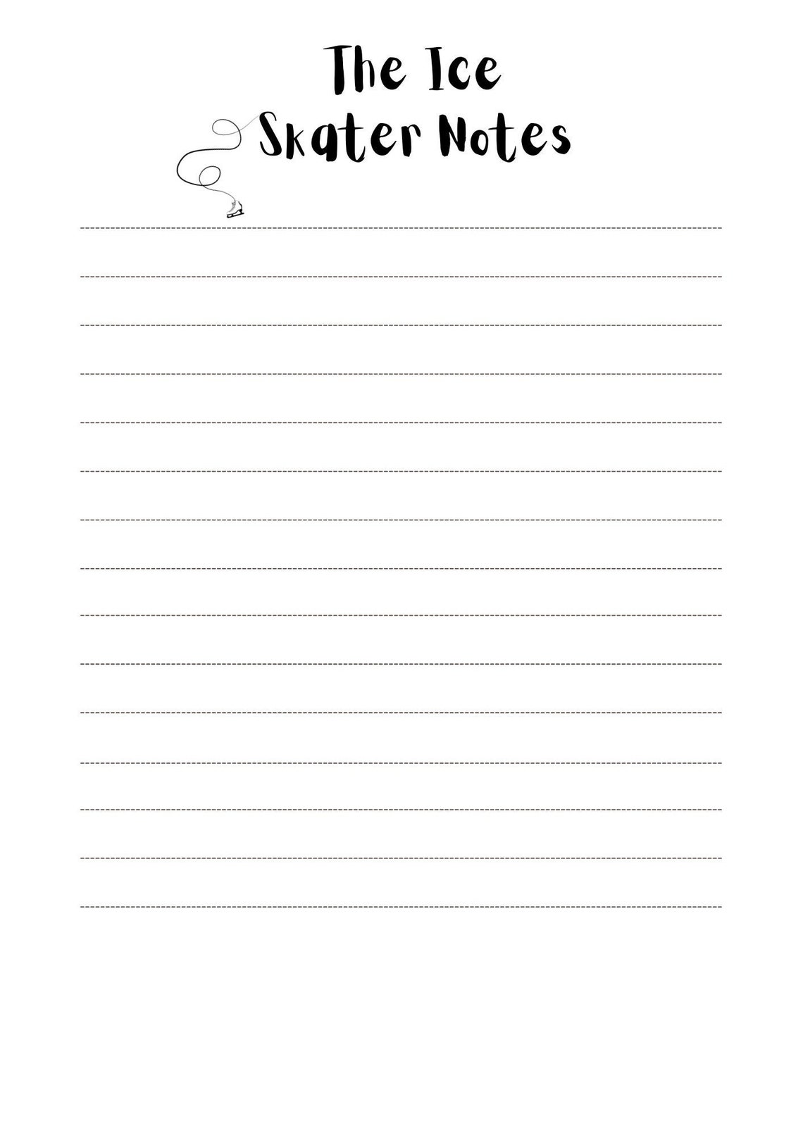 The Ice Skater Notes Sheet *PRINTABLE* - Etsy