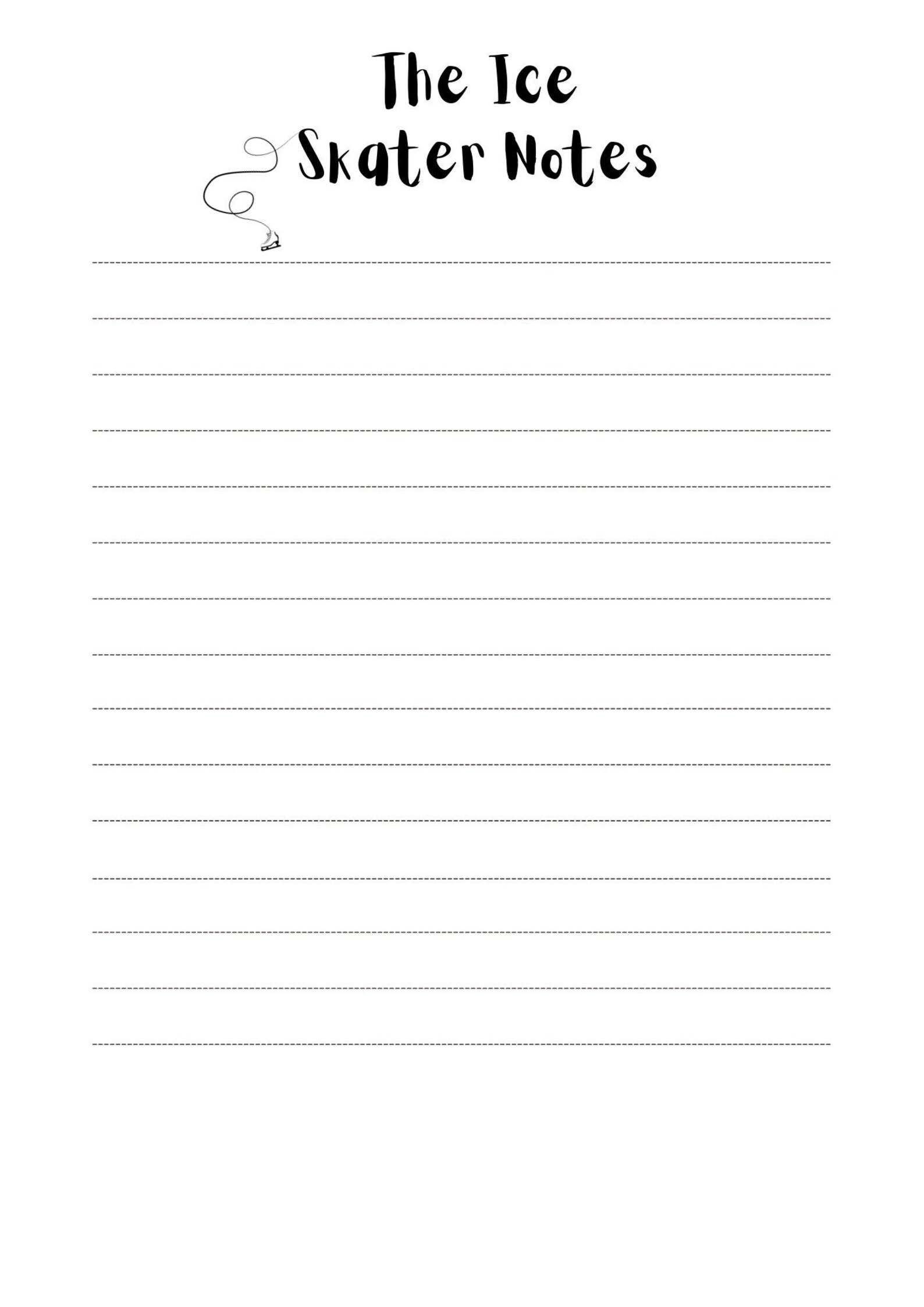 The Ice Skater Notes Sheet *PRINTABLE* - Etsy