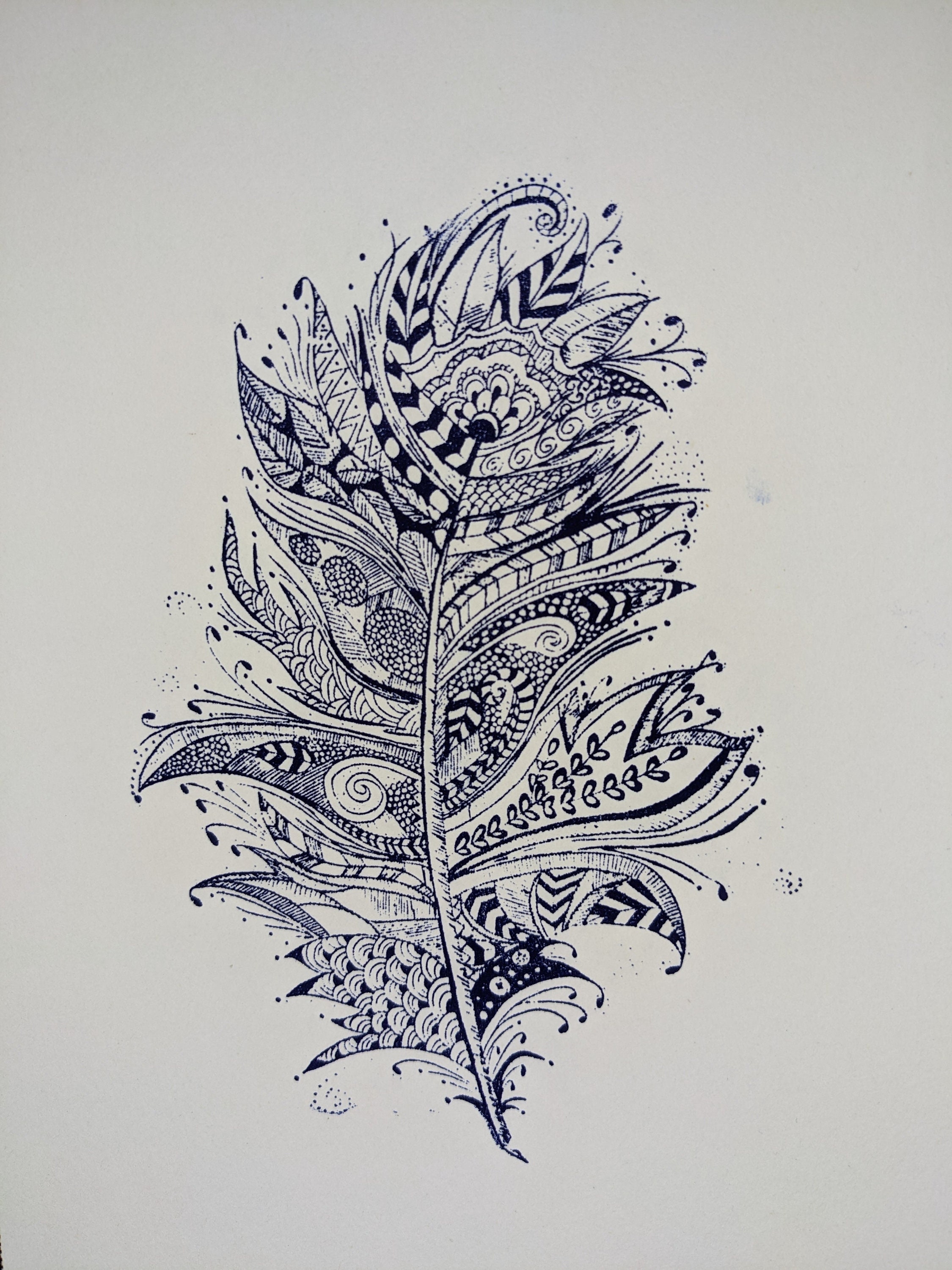 Artistic Feather Block Print - Etsy