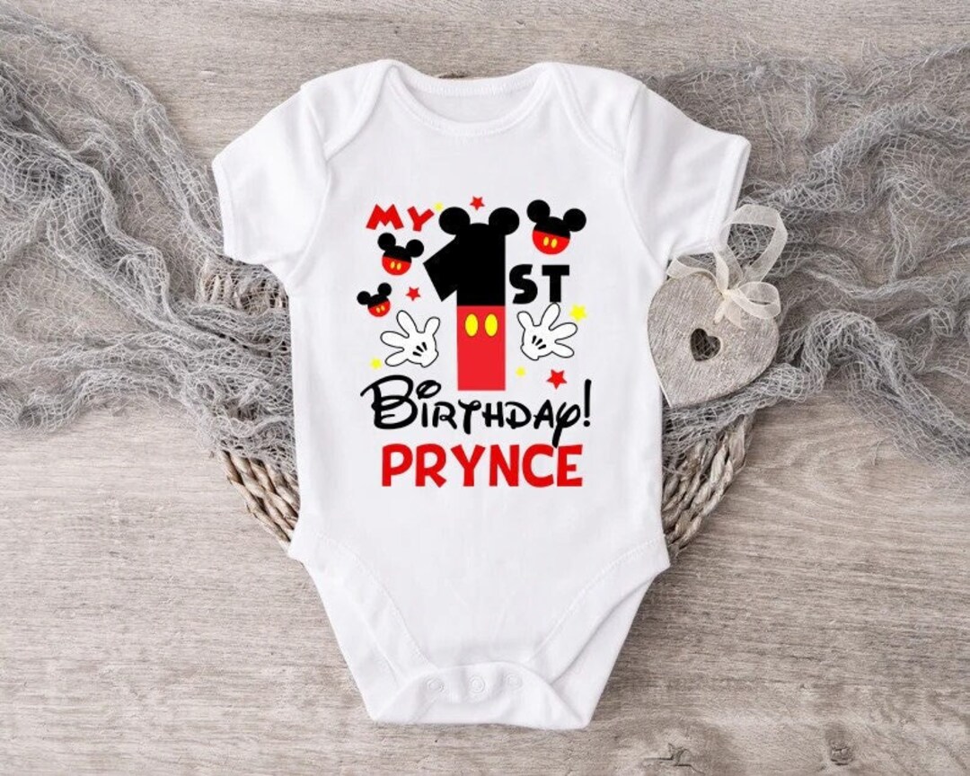 My First Birthday Shirt,disney Birthday Gift,mickey Boy Bodysuit,baby ...