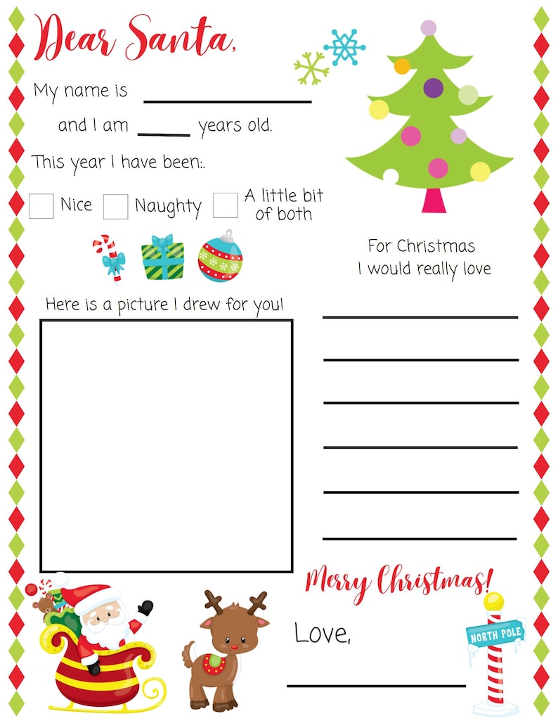 Cute Letter to Santa PRINTABLE - Etsy