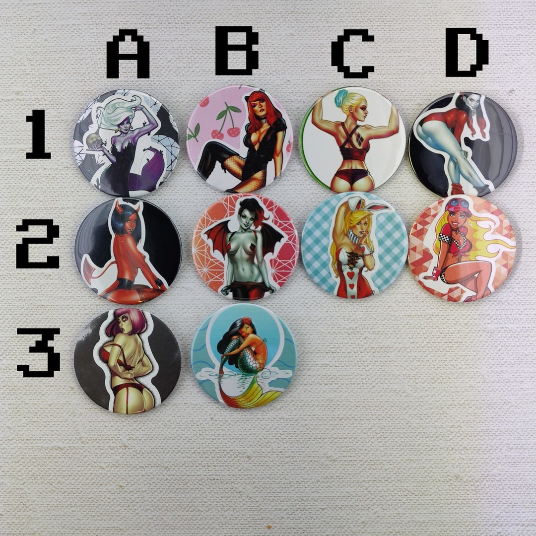 Large Sexy Pinup Pin Back Button Badges 225 Etsy