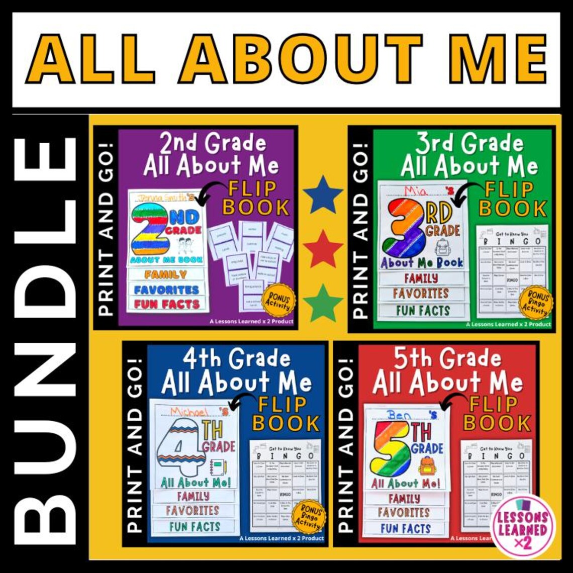 All About Me Flip Book for 2nd 3rd 4th 5th Grade Students With Back to ...