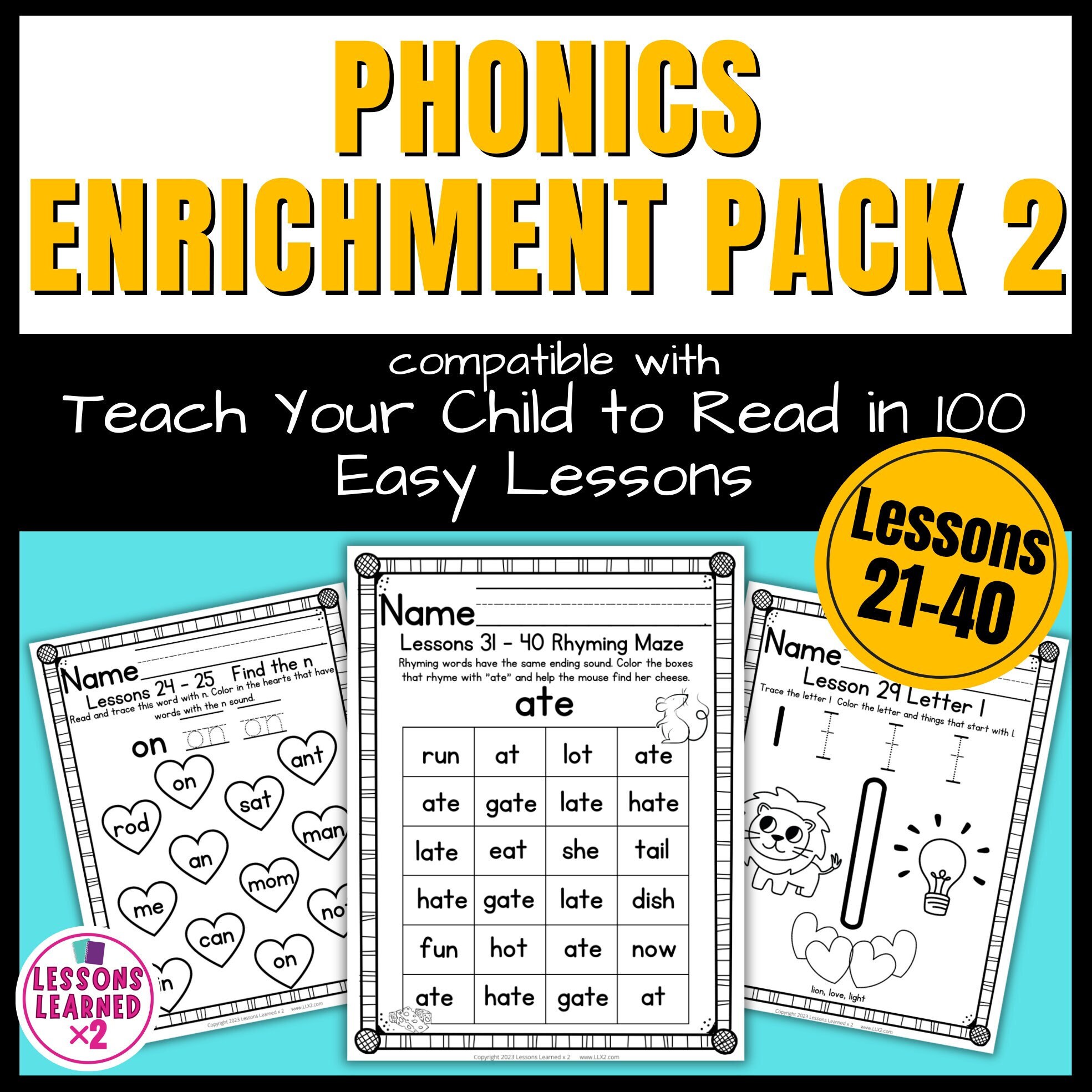 Teach Your Child to Read in 100 Easy Lessons Phonics Worksheets ...