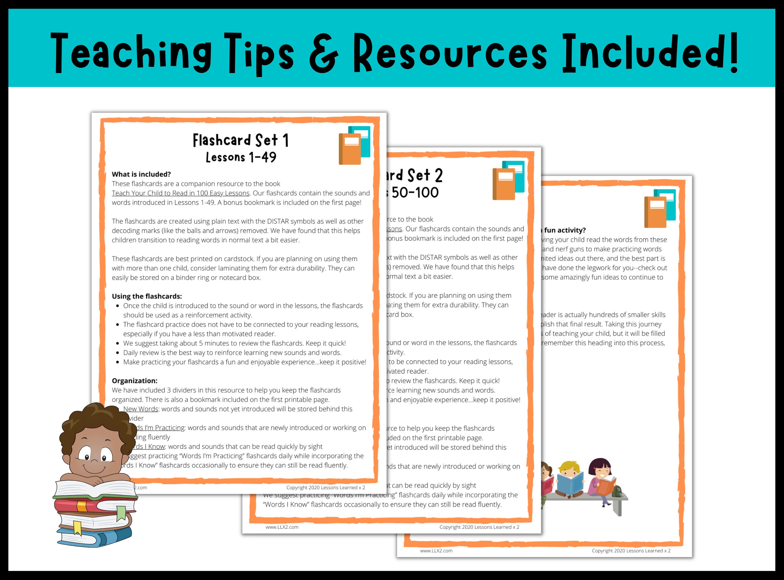 Teach Your Child to Read in 100 Easy Lessons, Flashcards for Lessons 1 ...