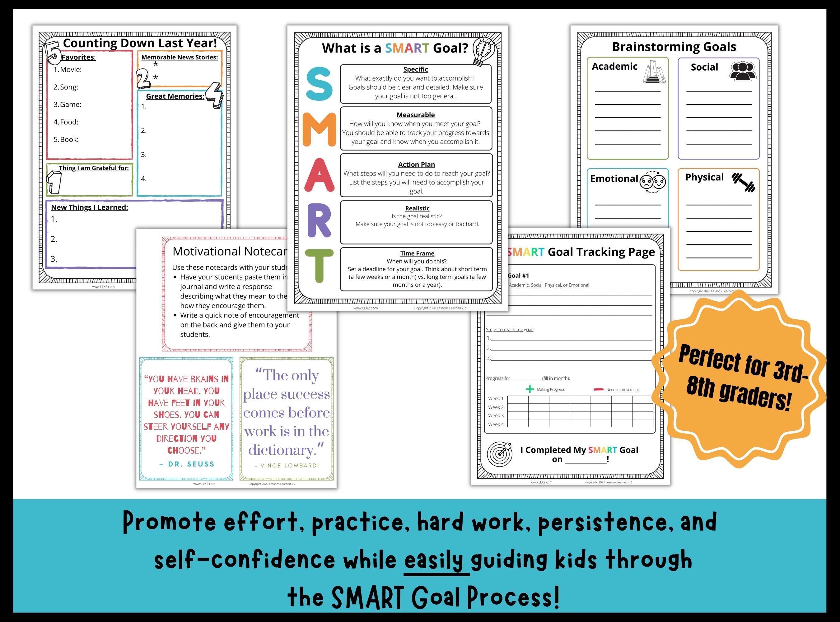 New Years Kids Activities, SMART Goal Setting Printables Kids Teachers ...