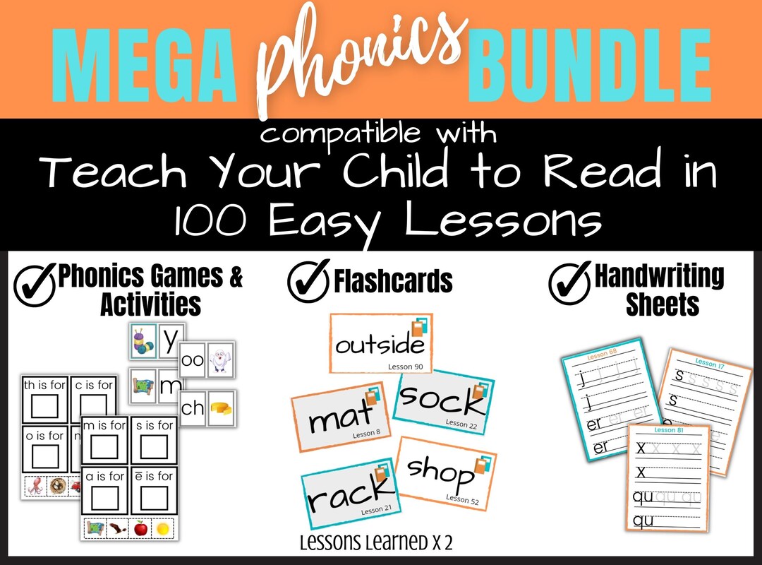 Teach Your Child to Read in 100 Easy Lessons, MEGA-BUNDLE Flashcards ...