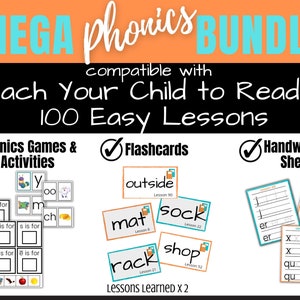 Teach Your Child to Read in 100 Easy Lessons, MEGA-BUNDLE Flashcards ...