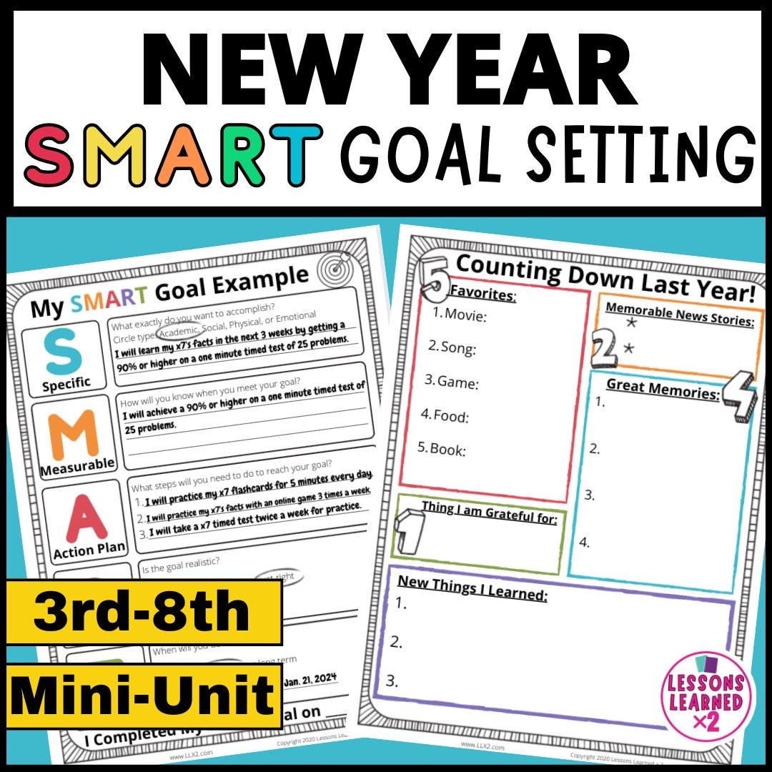 2025 New Years Kids Activities, SMART Goal Setting Lessons for ...