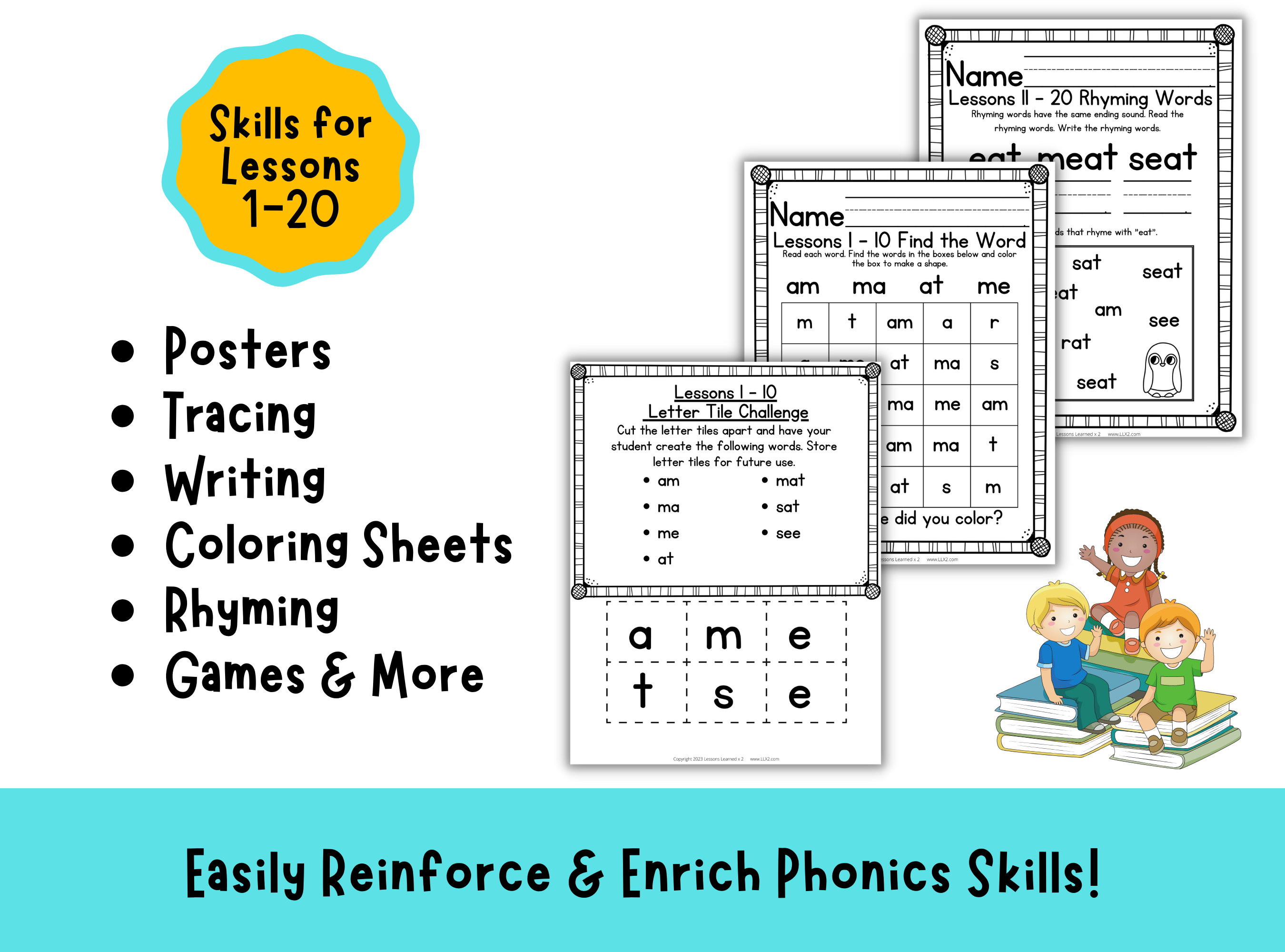 Phonics Worksheets for Teach Your Child to Read in 100 Easy Lessons 1 ...