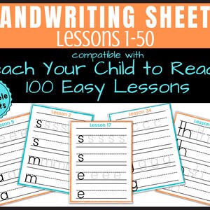 Teach Your Child to Read in 100 Easy Lessons, Handwriting Set Lessons 1-50, Handwriting ...
